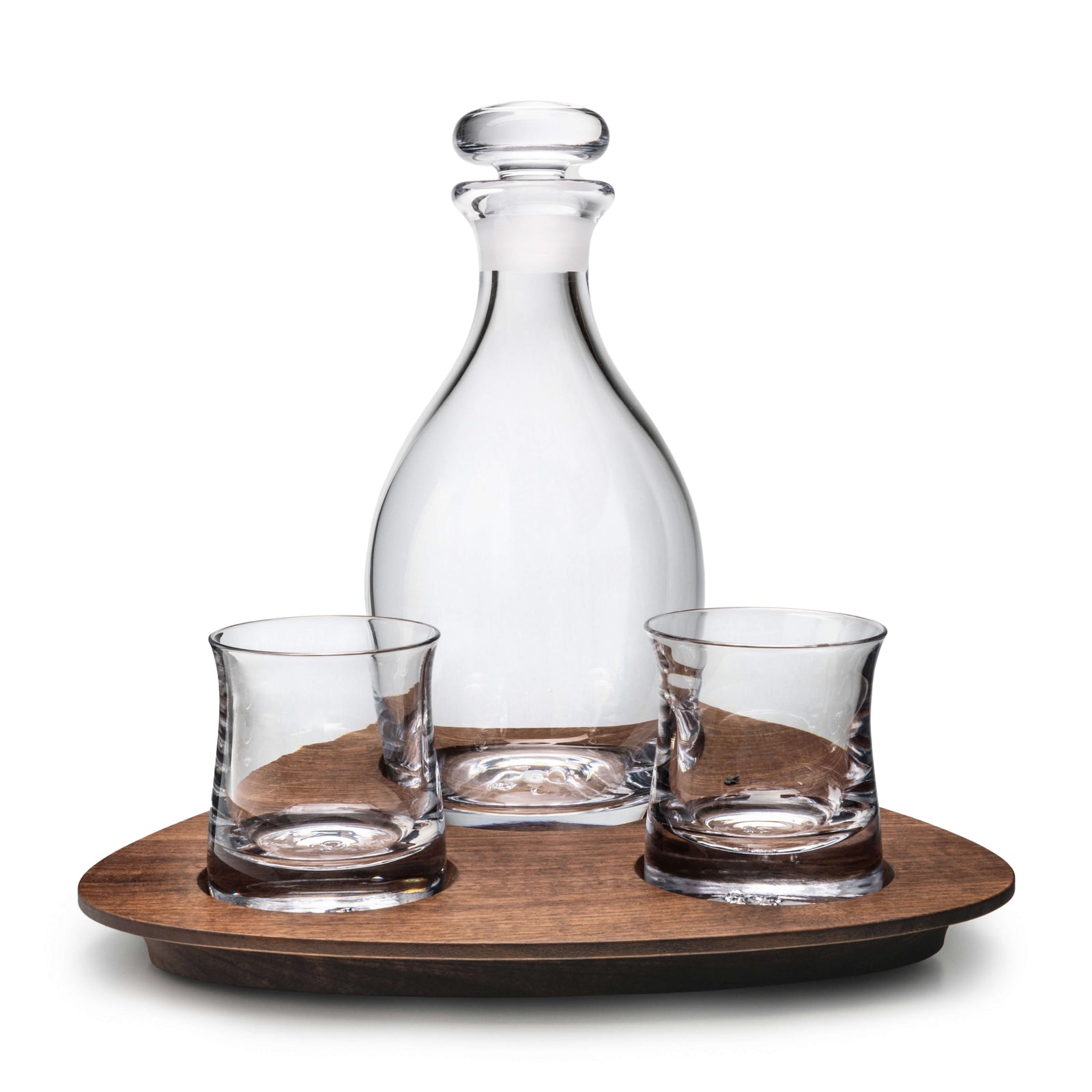 Shoreham Decanter and Whiskey Set with Walnut Wood Base